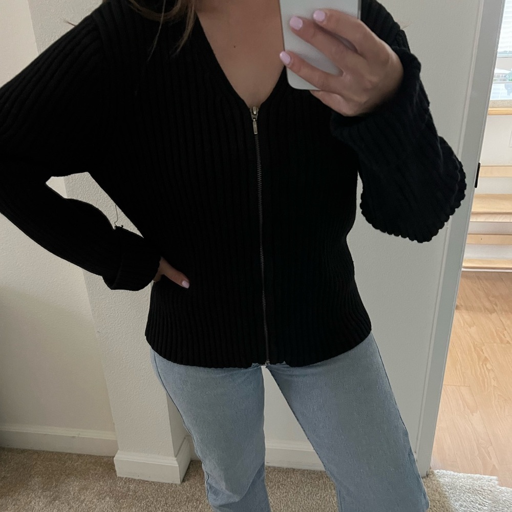 Heavy Chunky Knit Zip Up - Gem
